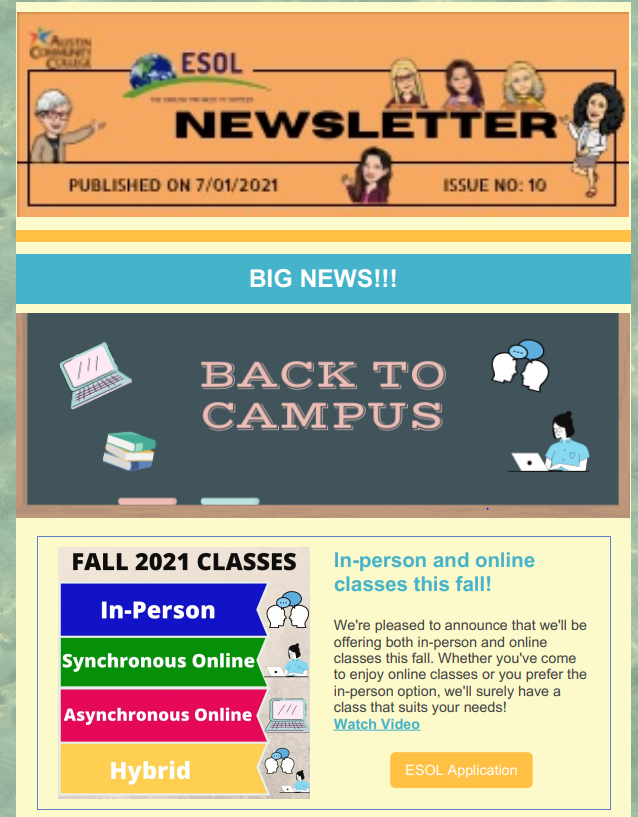 ESOL Newsletter - English for Speakers of Other Languages - English for ...